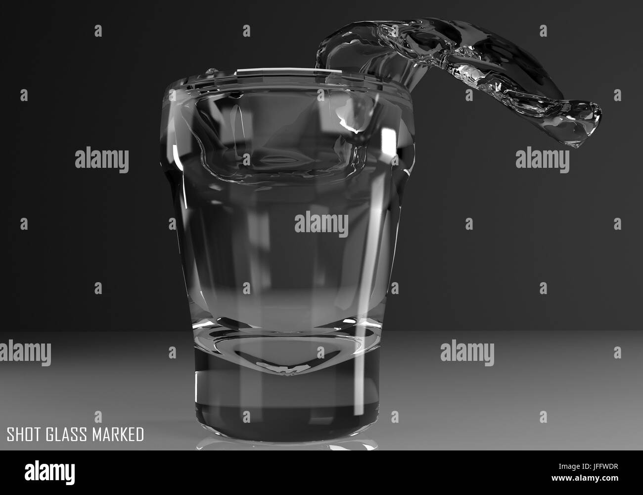 shot glass marked 3D illustration on dark background Stock Photo - Alamy