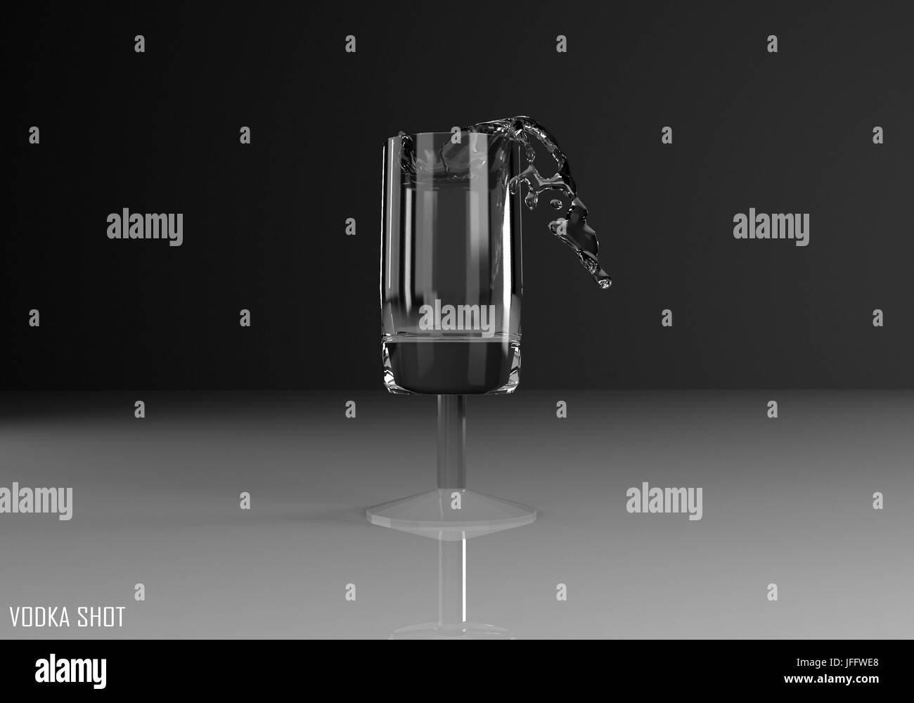 vodka shot 3D illustration on dark background Stock Photo - Alamy
