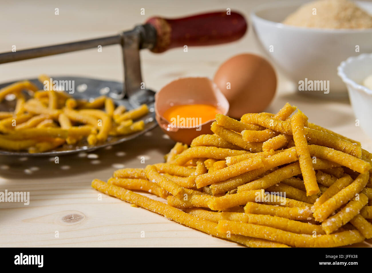 Closeup of Passatelli original Italian pasta Stock Photo - Alamy