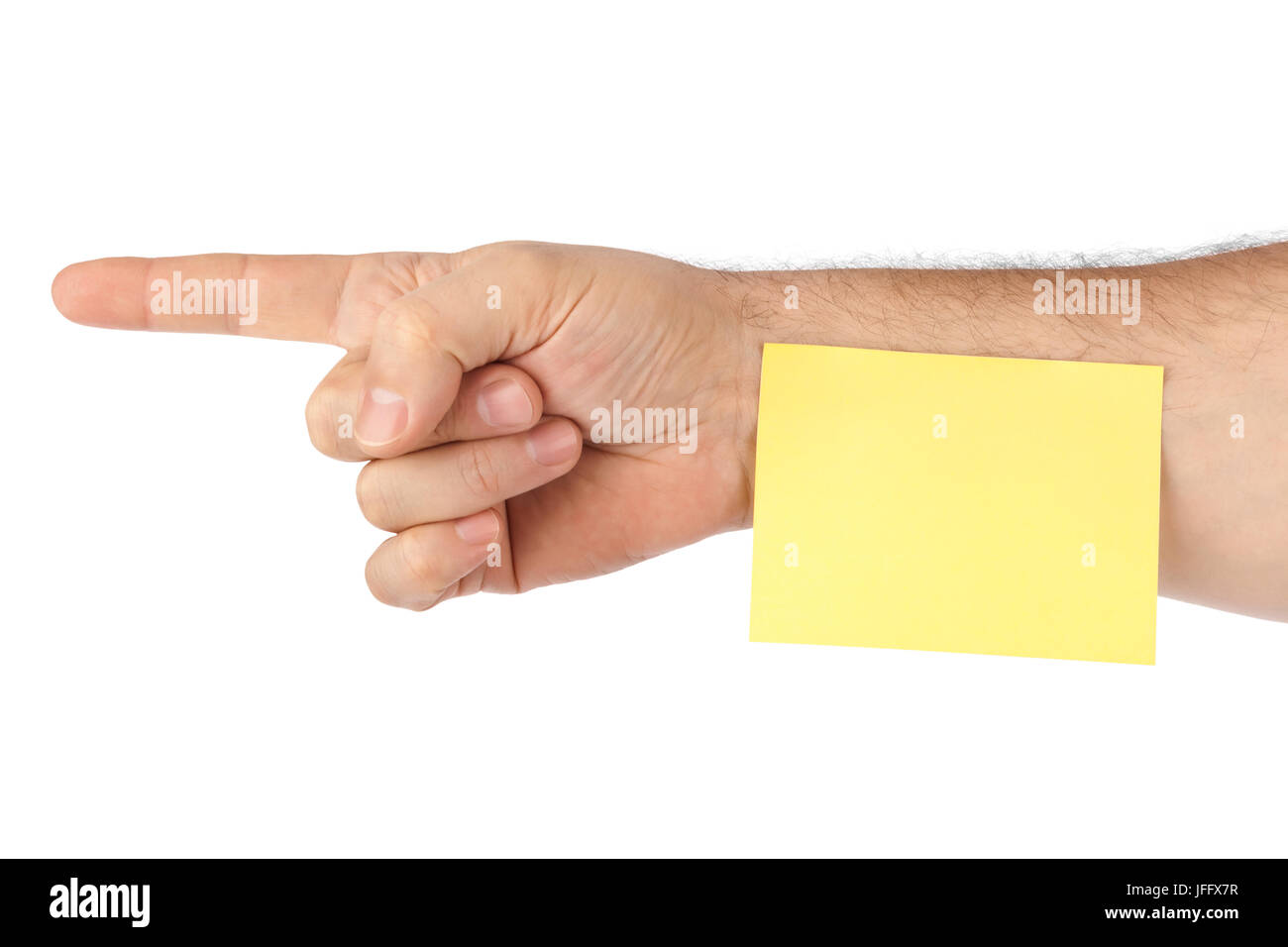 Hand and note paper Stock Photo - Alamy