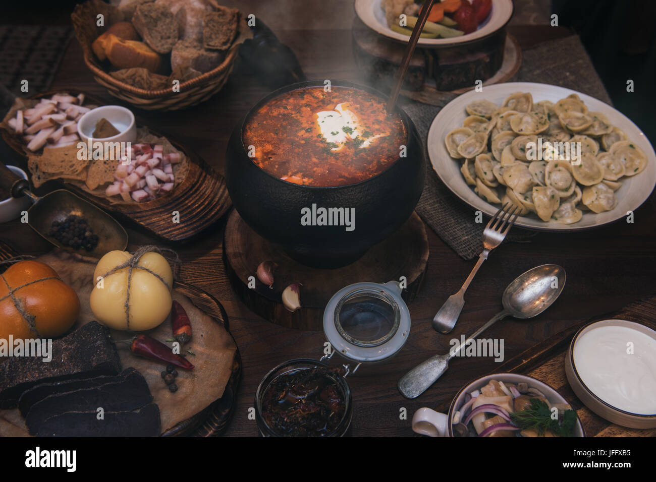 Russian food table Stock Photo - Alamy