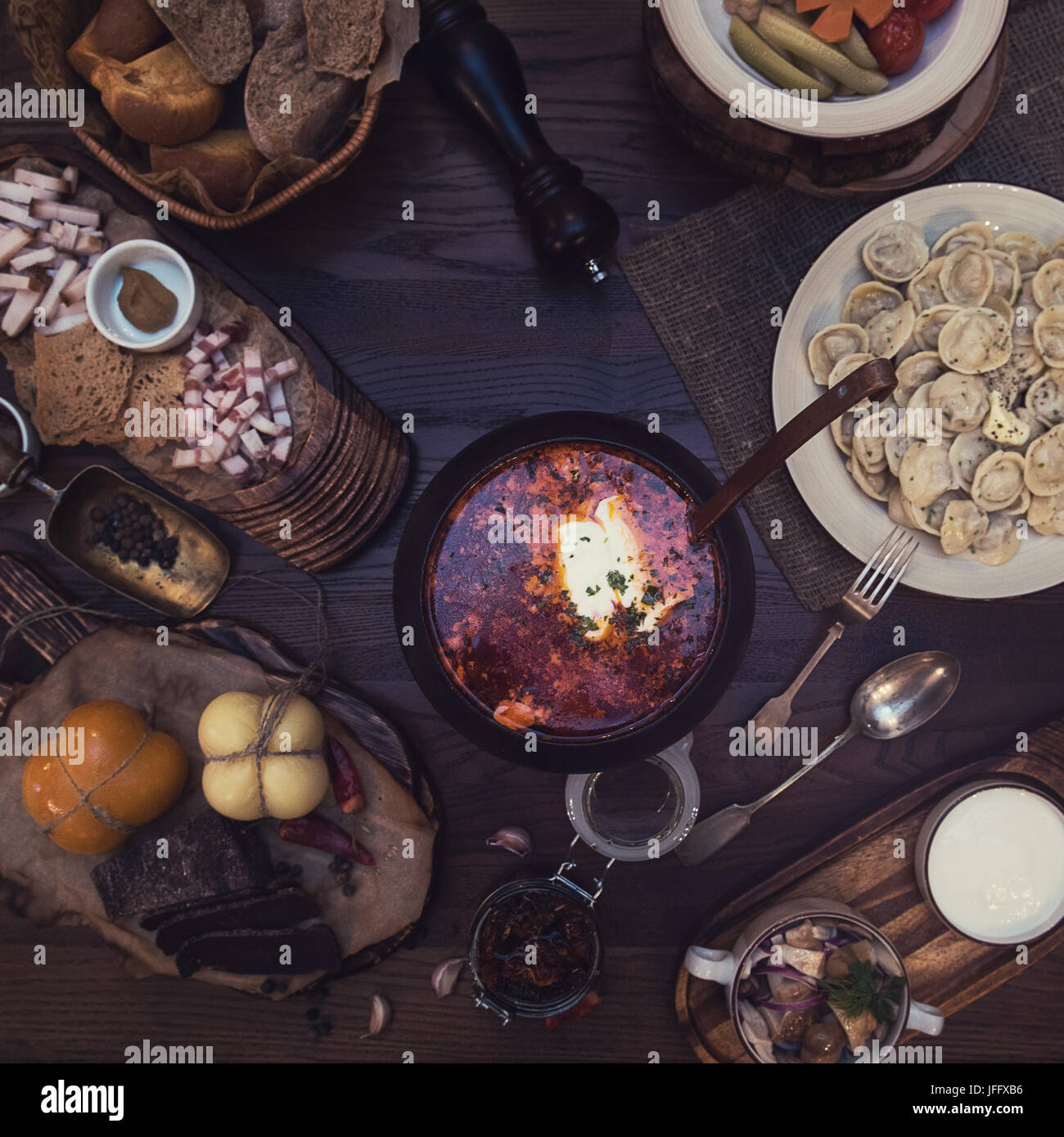 Russian food table Stock Photo - Alamy