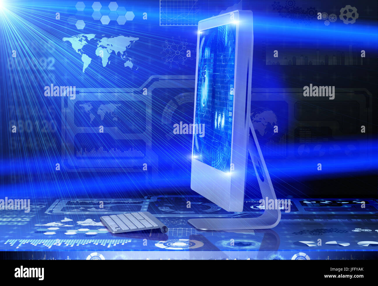 Computer screen in business concept Stock Photo - Alamy