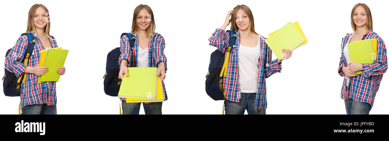 Collage of young female student on white Stock Photo - Alamy