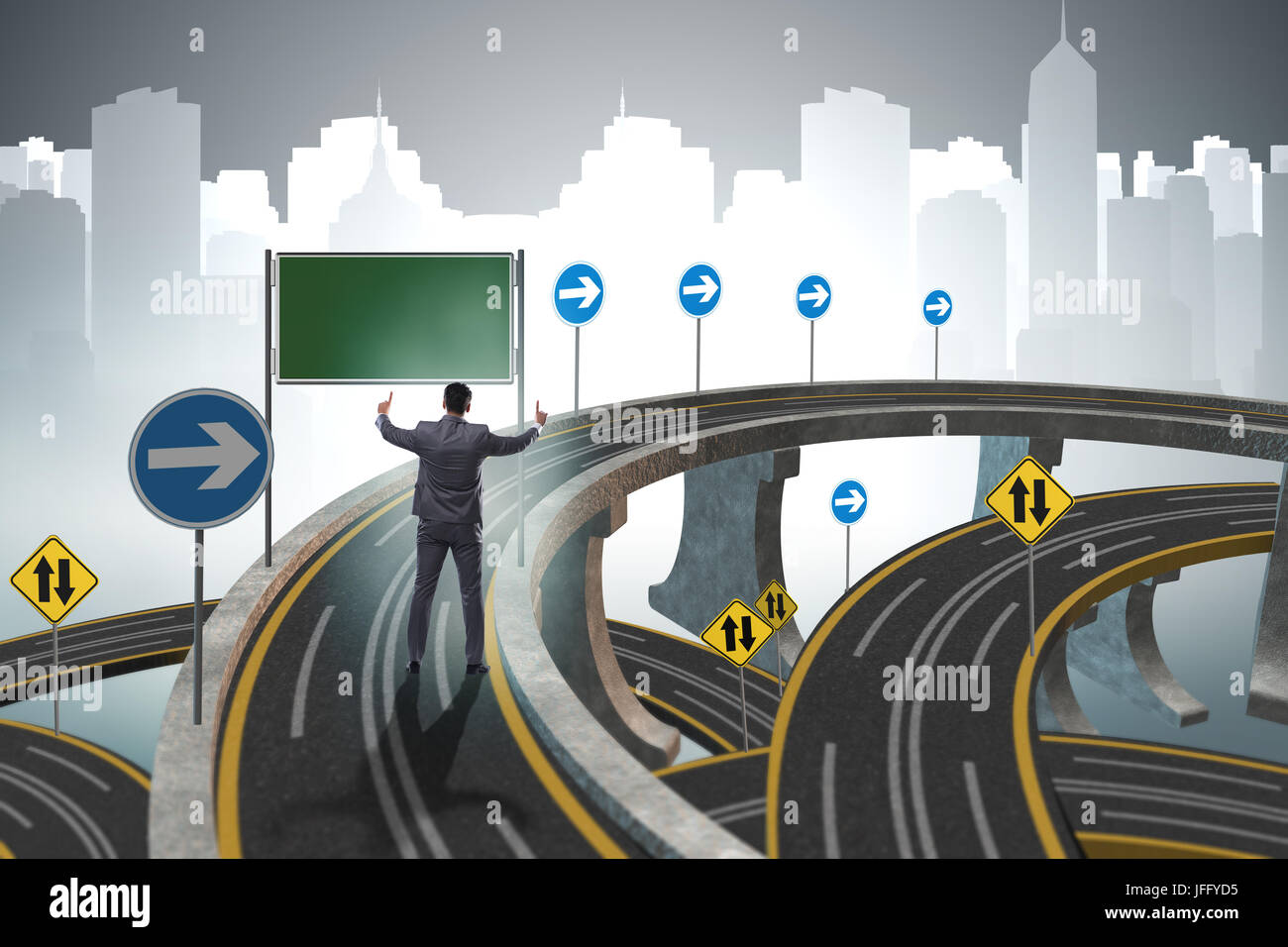 Businessman facing many different roads Stock Photo - Alamy
