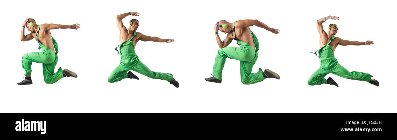 Construction worker jumping and dancing Stock Photo - Alamy