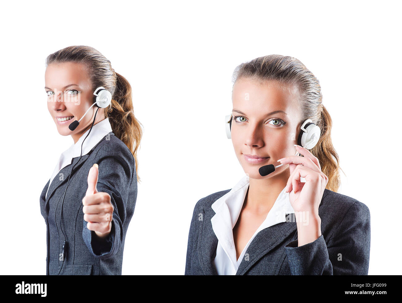 Call center assistant responding to calls Stock Photo - Alamy