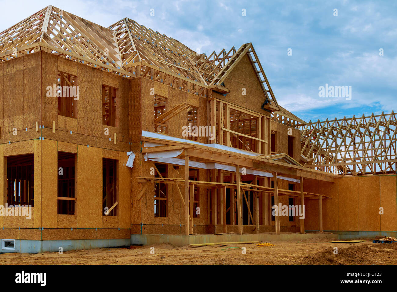 Framed building or residential home with basic electrical wiring and ...