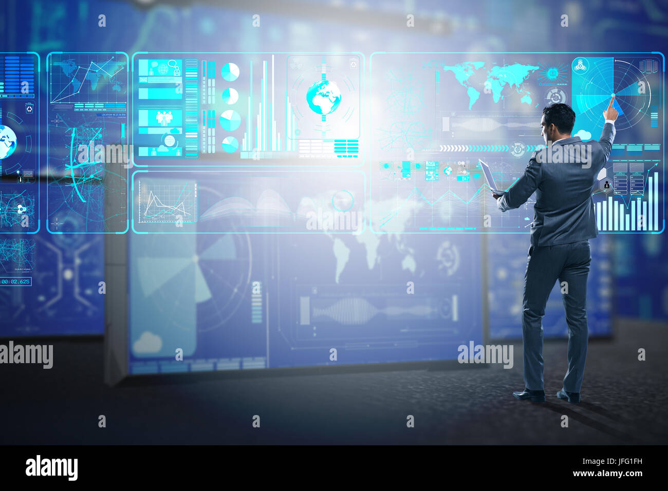Businessman searching for big data Stock Photo - Alamy
