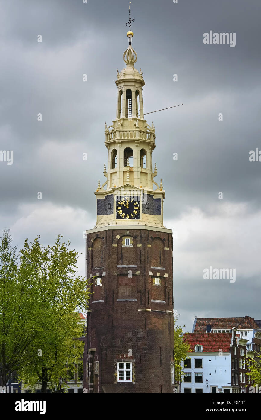 Clock Tower in Amsterdam Stock Photo - Alamy