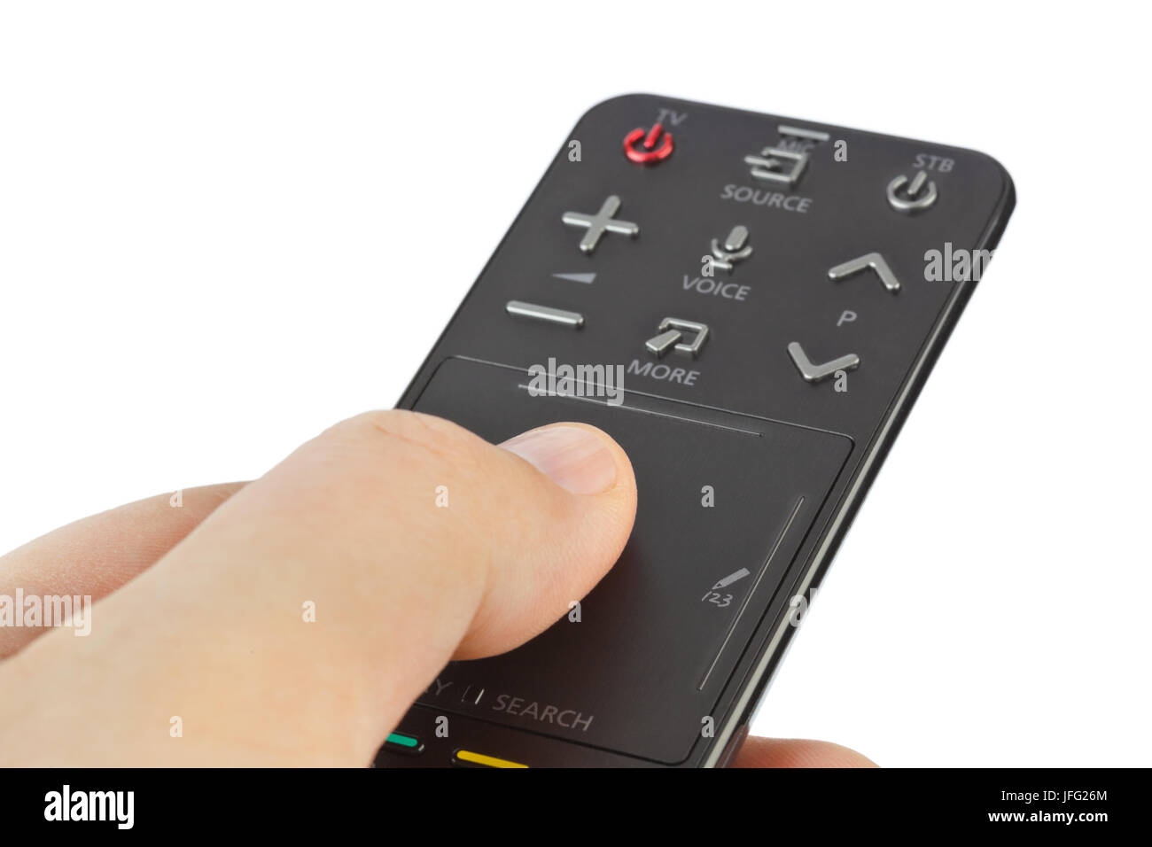 Hand with tv remote control Stock Photo - Alamy