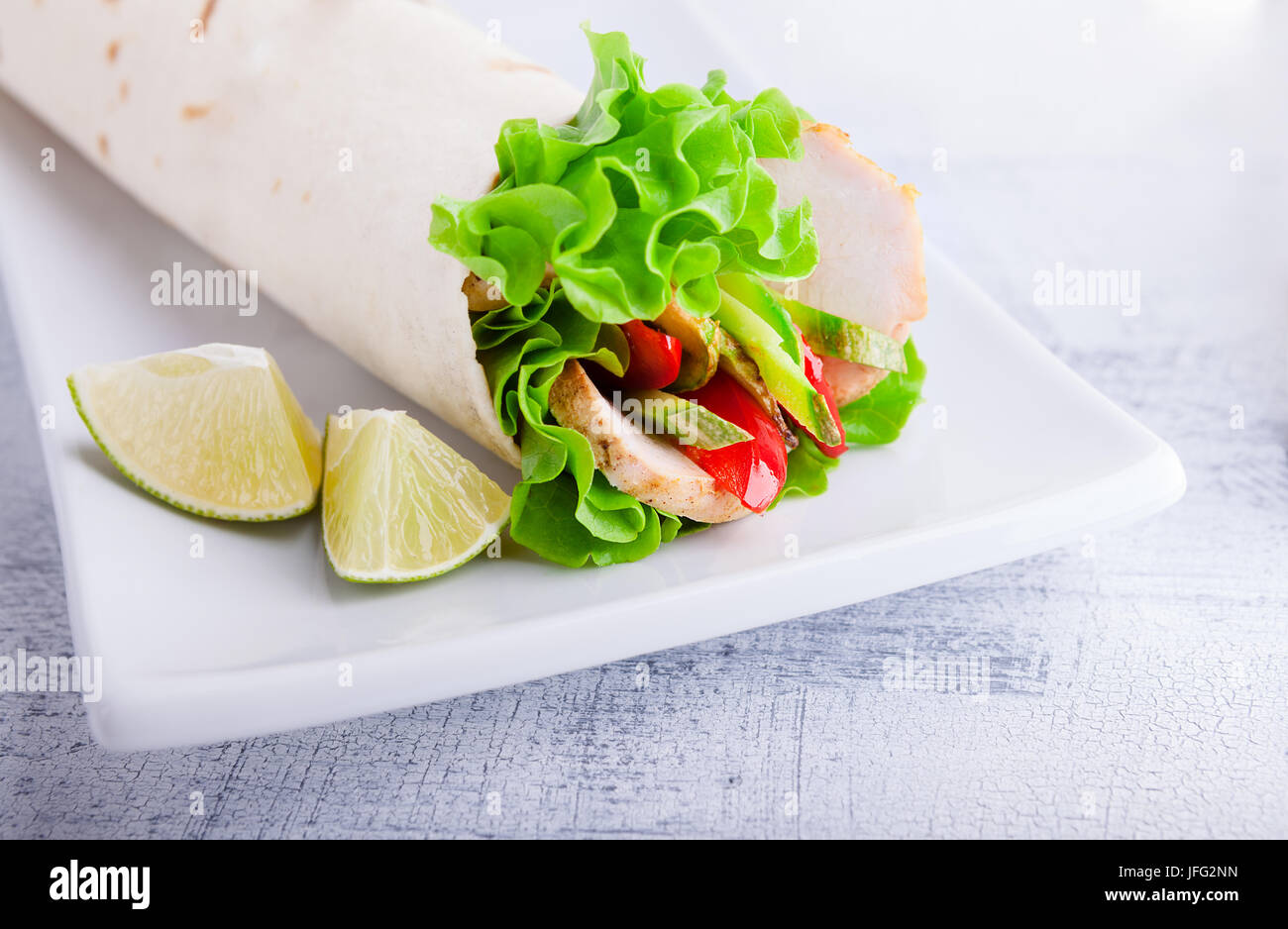 Chicken wrap sandwich Stock Photo - Alamy