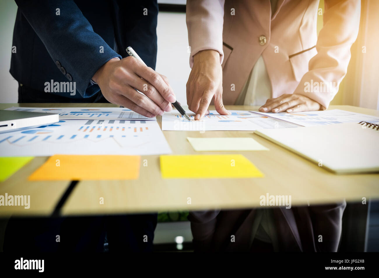 Team work process. young business managers crew working with new ...