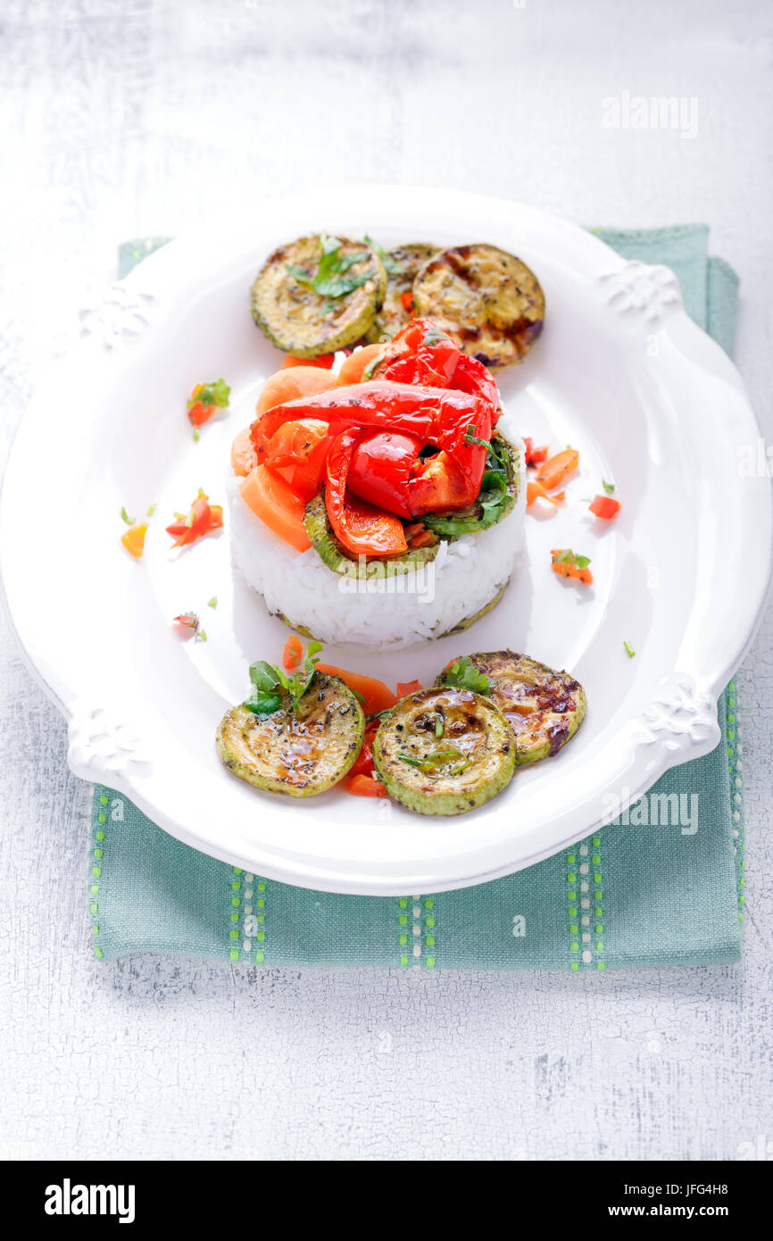 Rice timbale with fried zucchini hi-res stock photography and images ...