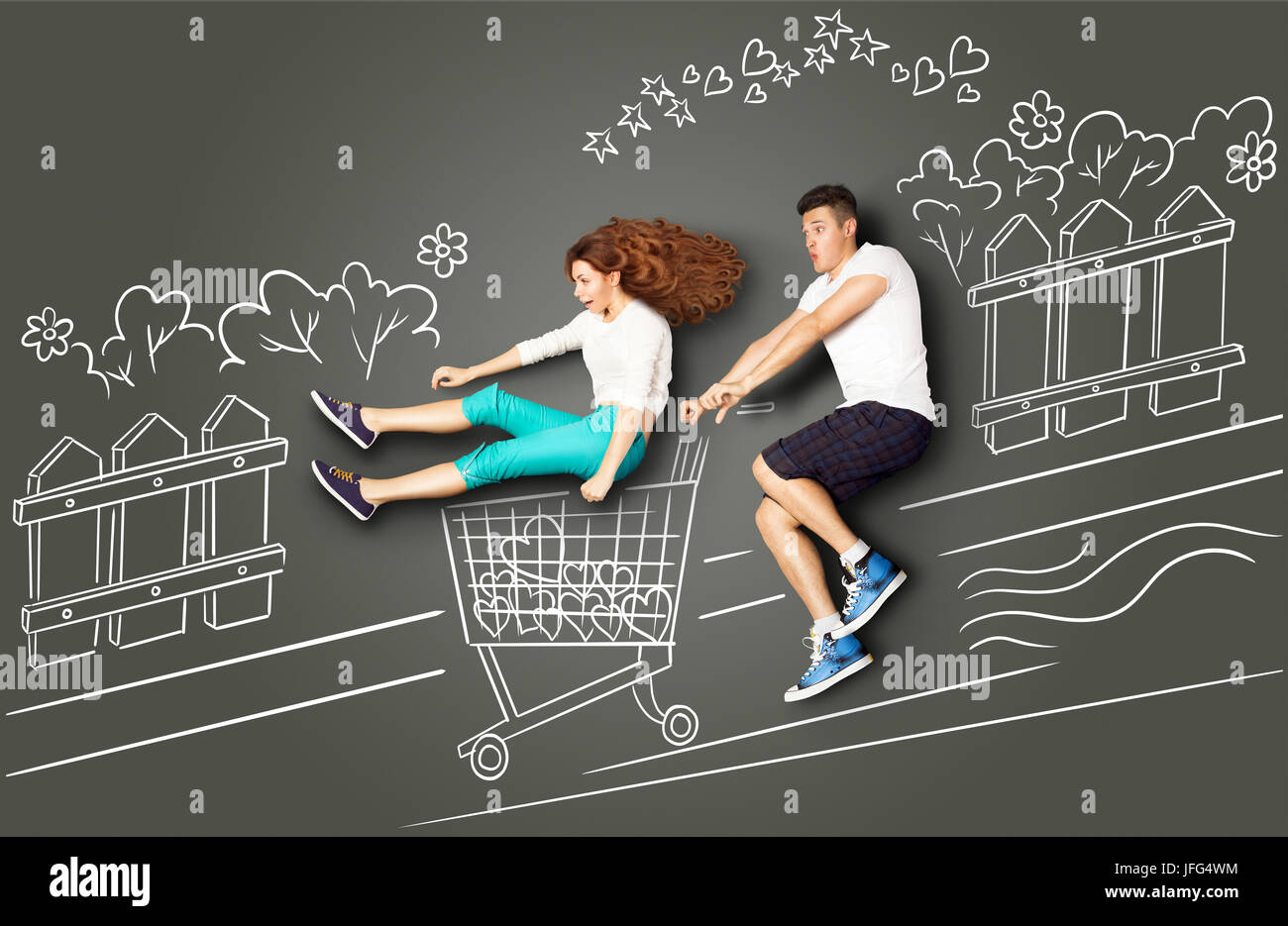 Shopping with fun Stock Photo - Alamy