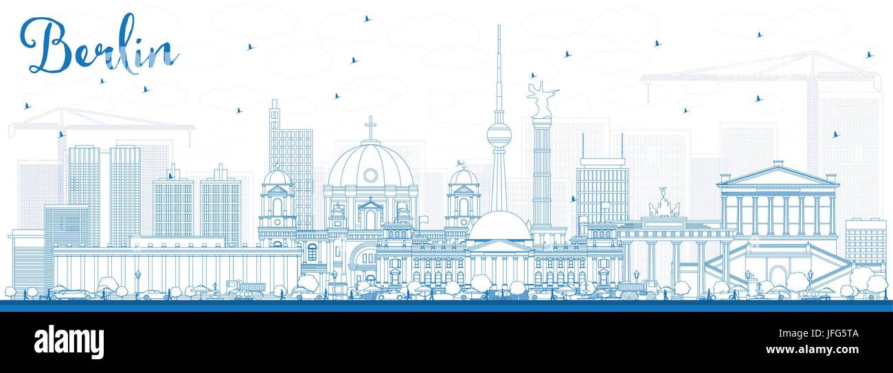 Outline Berlin Skyline with Blue Buildings. Vector Illustration ...