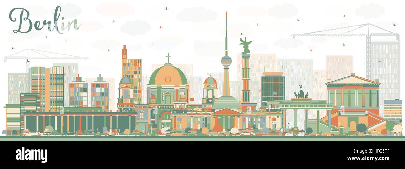 Abstract Berlin Skyline with Color Buildings. Vector Illustration ...