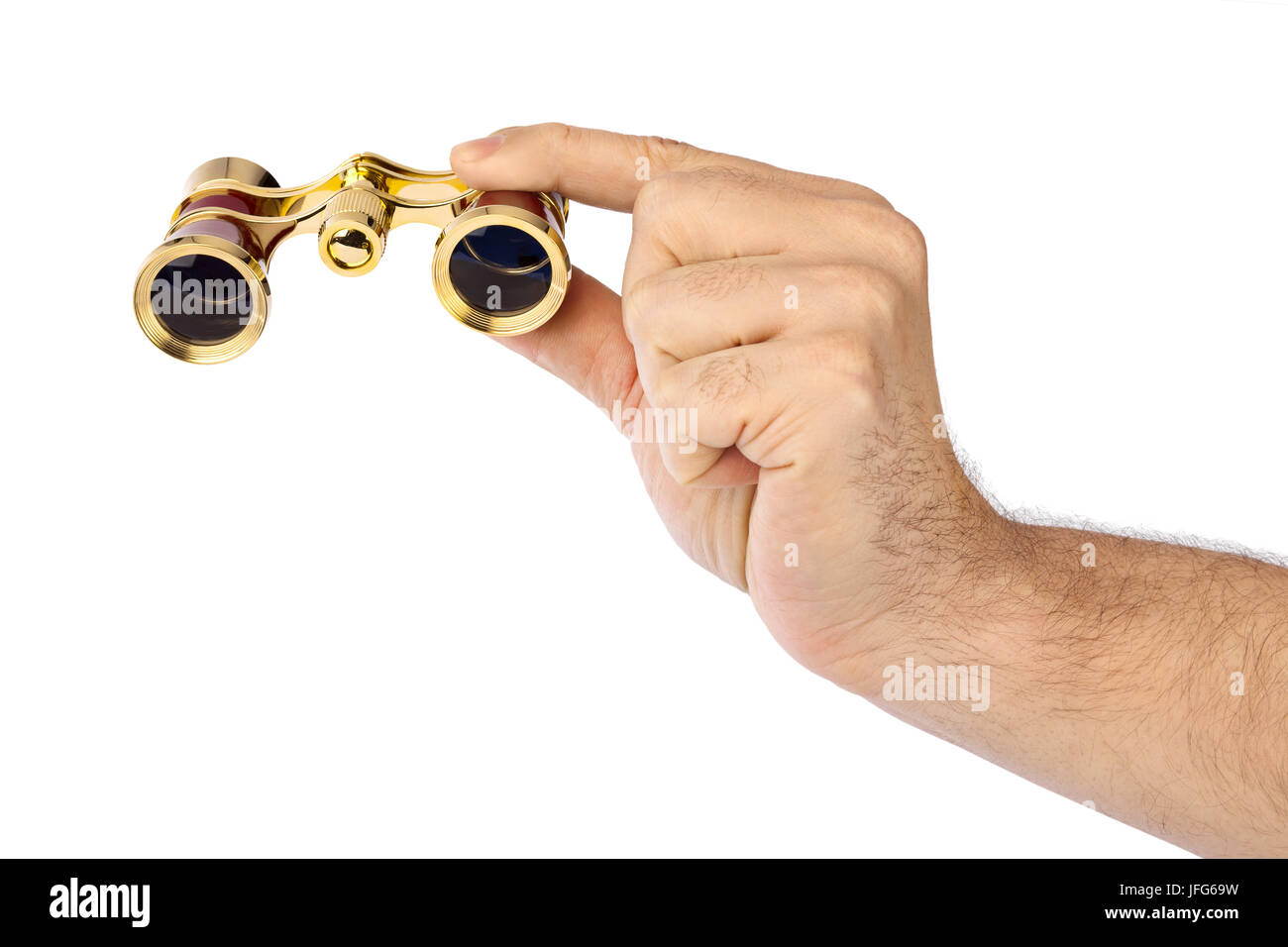 Hand with binoculars Stock Photo - Alamy