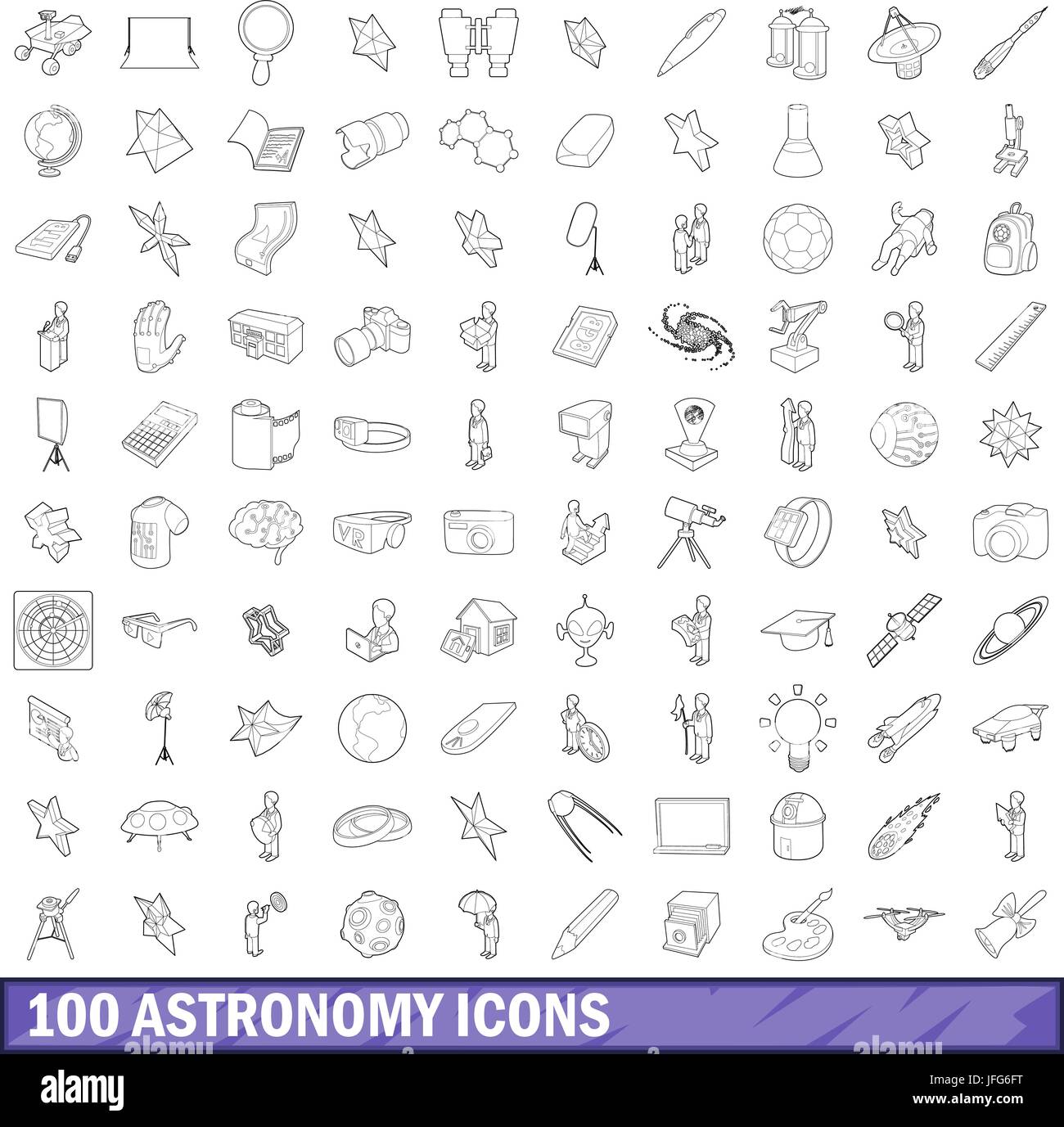 100 astronomy icons set, outline style Stock Vector Image & Art - Alamy
