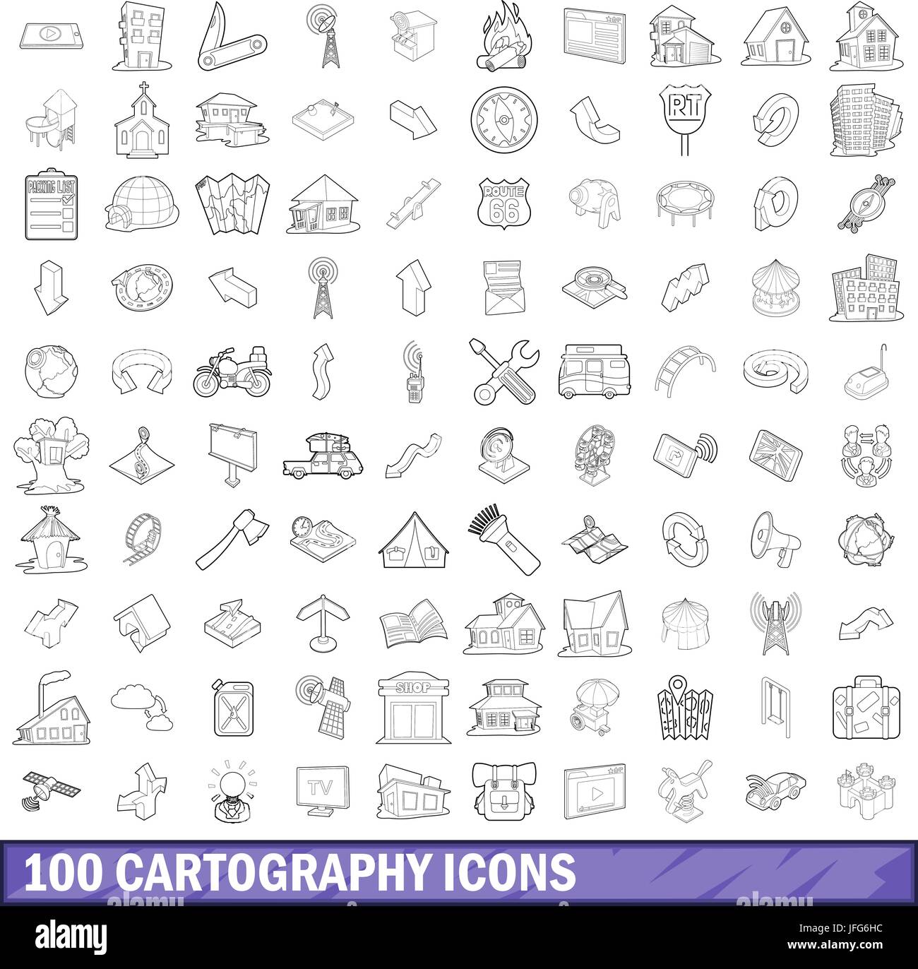 100 cartography icons set, outline style Stock Vector Image & Art - Alamy