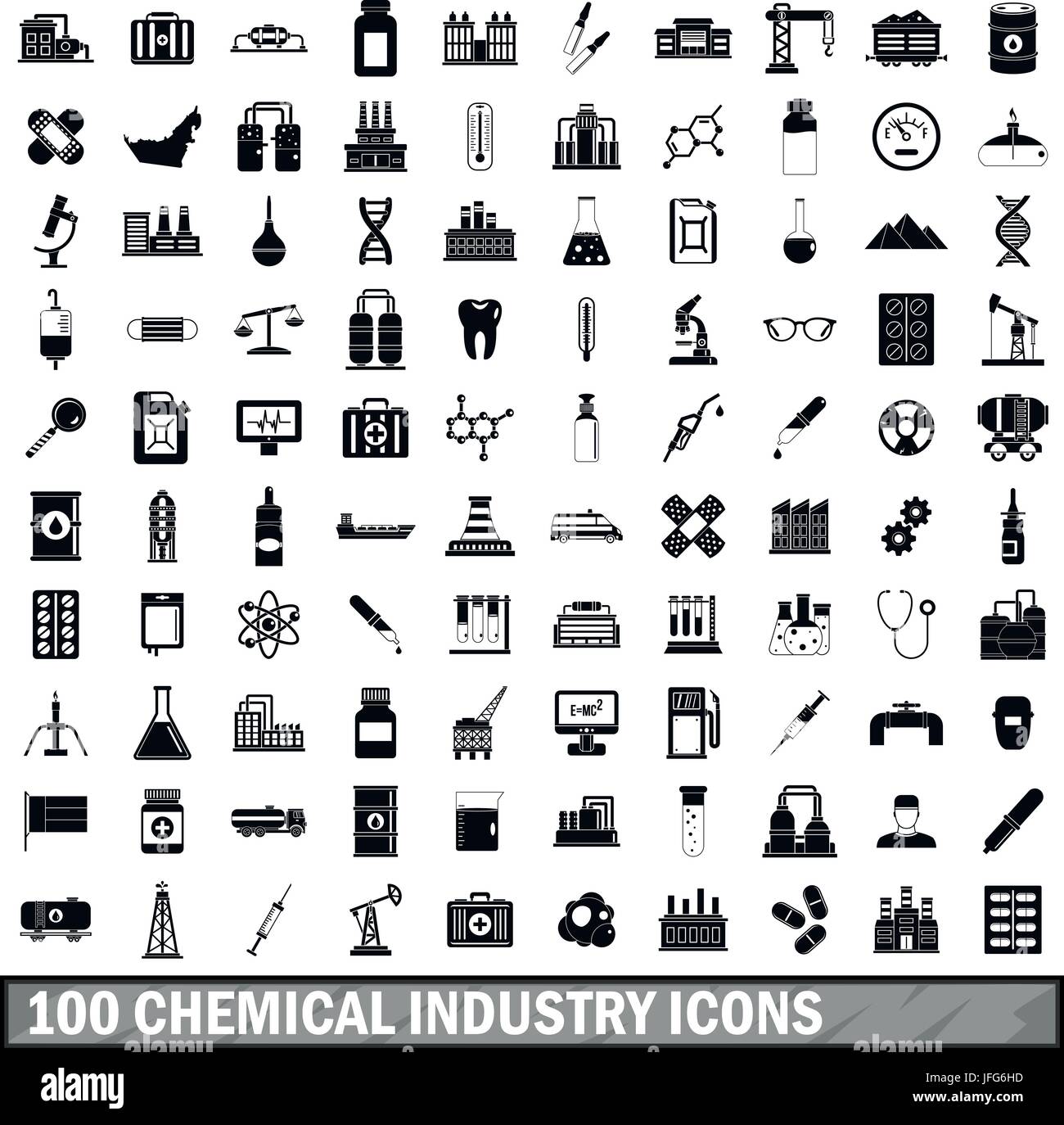 100 chemical industry icons set, simple style Stock Vector Image & Art ...