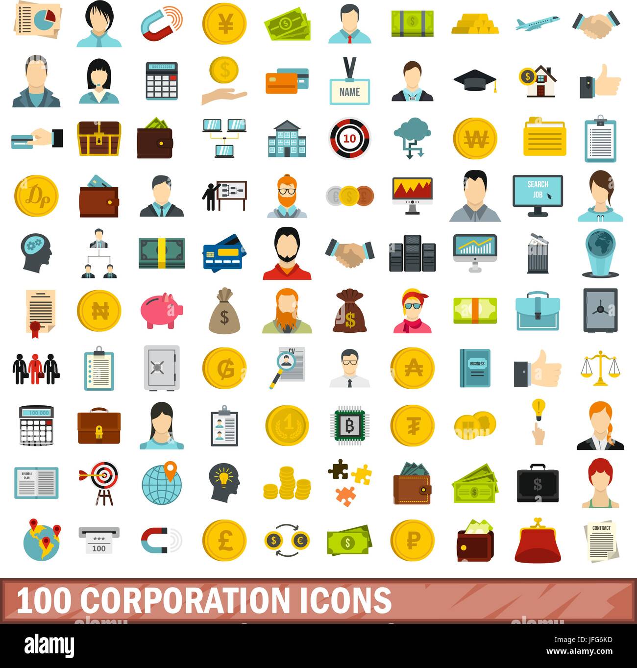 100 corporation icons set, flat style Stock Vector Image & Art - Alamy