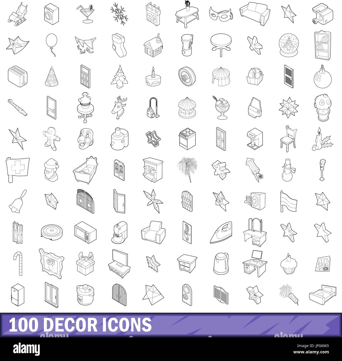 100 decor icons set, outline style Stock Vector Image & Art - Alamy
