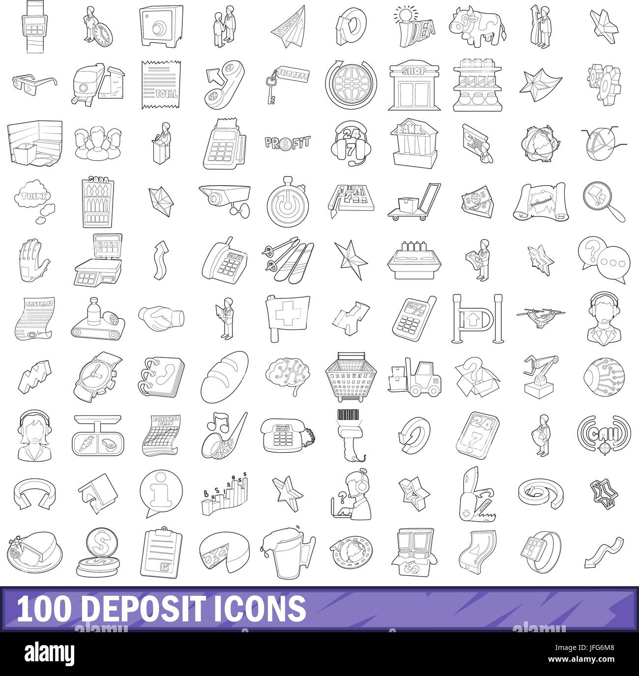 100 deposit icons set, outline style Stock Vector Image & Art - Alamy