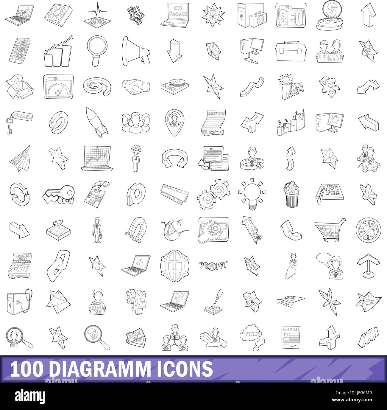 100 diagramm icons set, outline style Stock Vector Image & Art - Alamy