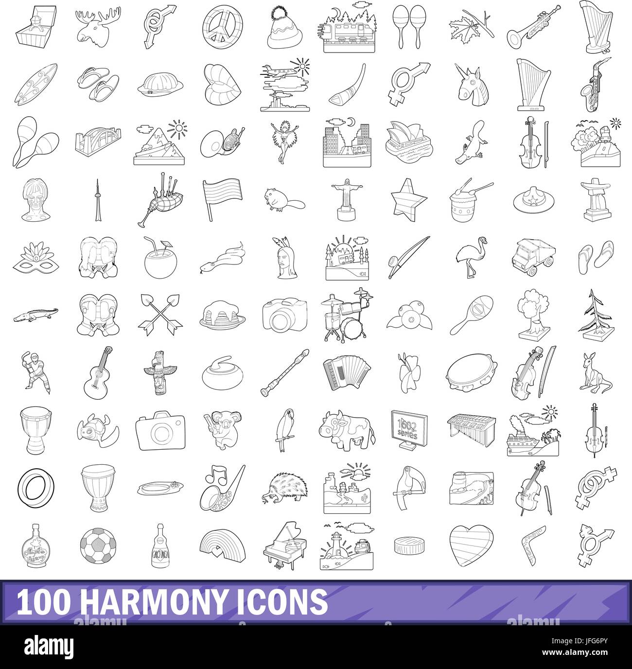 100 harmony icons set, outline style Stock Vector Image & Art - Alamy