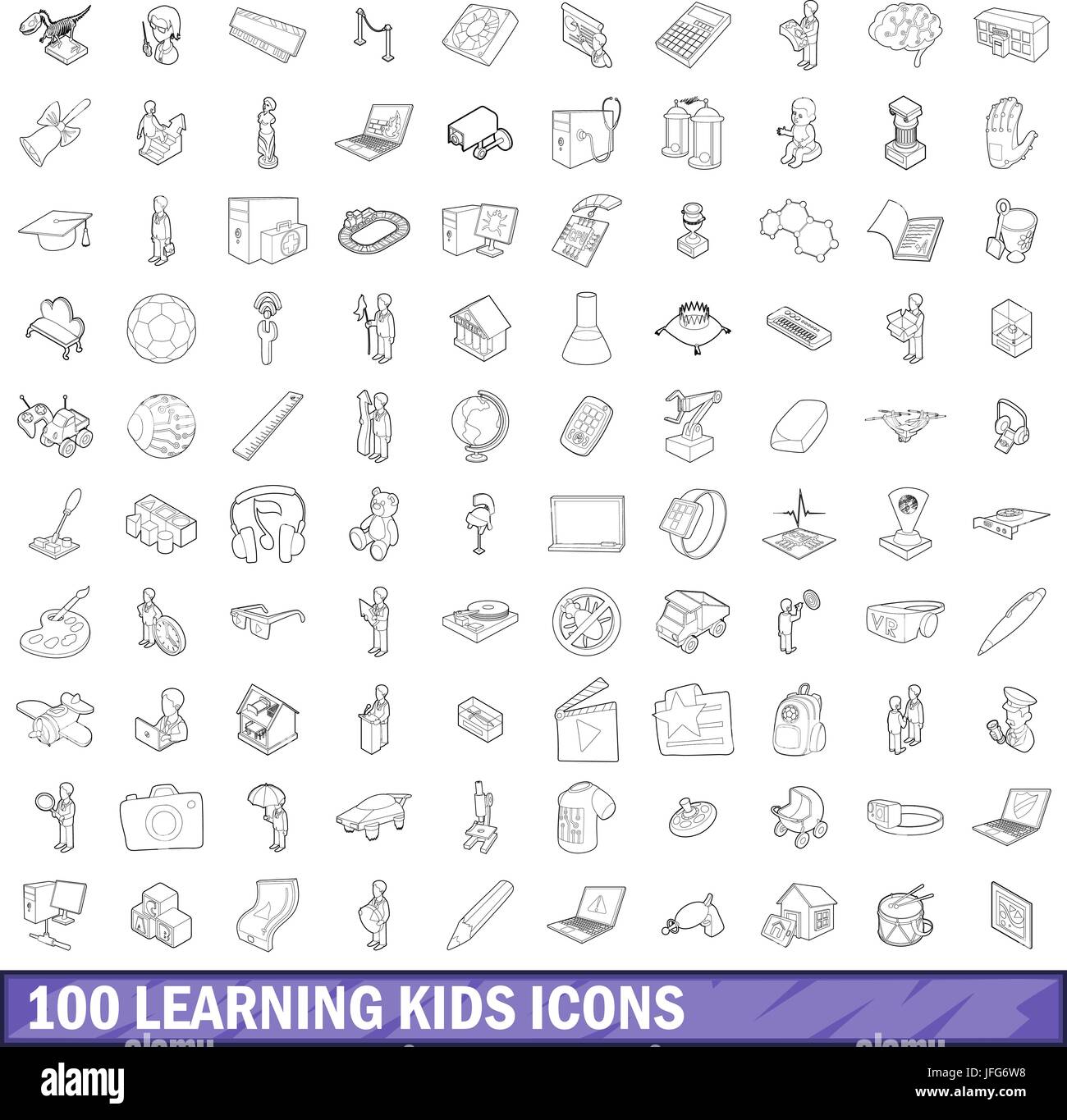 100 learning kids icons set, outline style Stock Vector Image & Art - Alamy