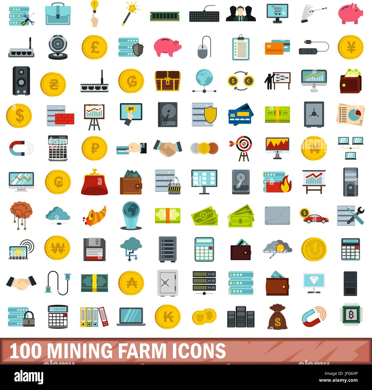 100 mining farm icons set, flat style Stock Vector Image & Art - Alamy