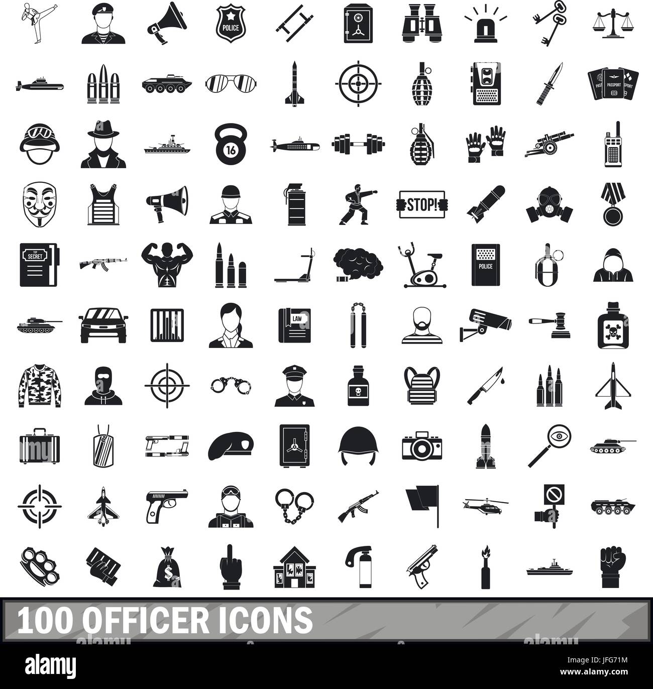 100 officer icons set, simple style Stock Vector Image & Art - Alamy