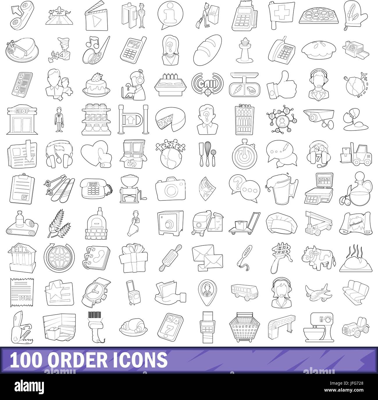 100 order icons set, outline style Stock Vector Image & Art - Alamy