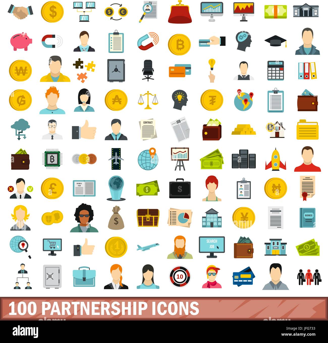 100 partnership icons set, flat style Stock Vector Image & Art - Alamy
