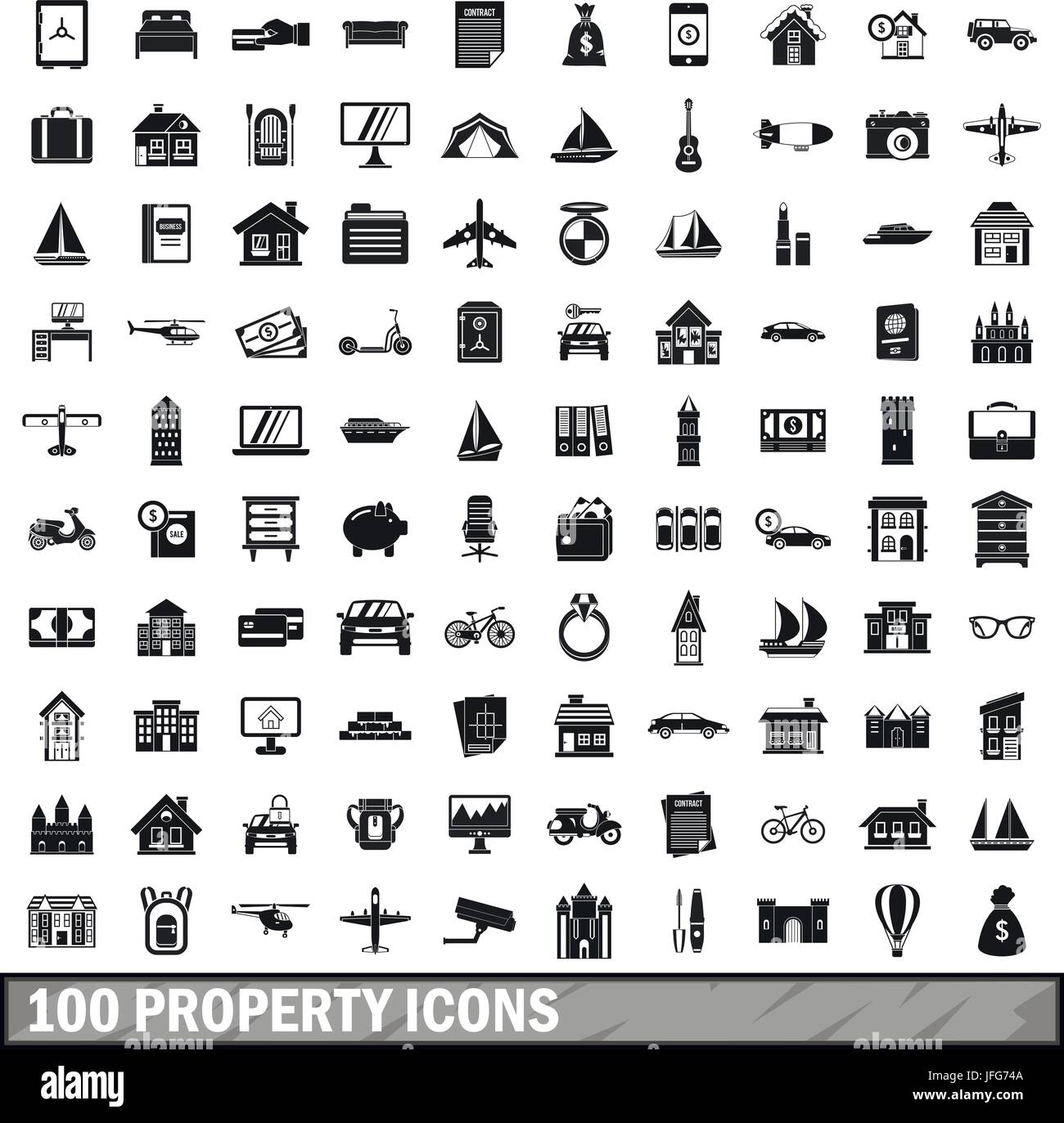 100 property icons set, simple style Stock Vector Image & Art - Alamy
