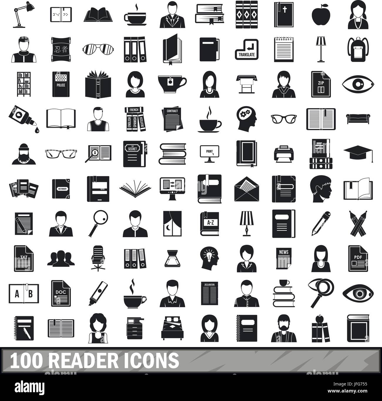 100 reader icons set, simple style Stock Vector Image & Art - Alamy