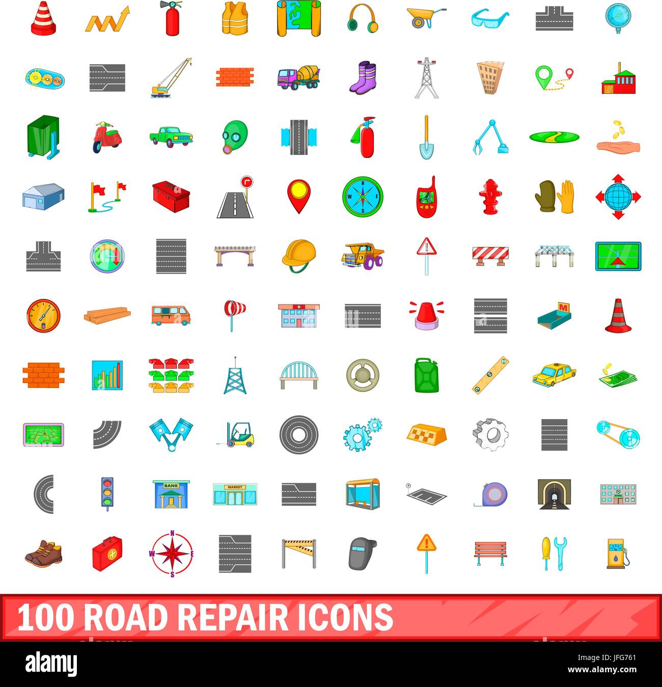 100 road repair icons set, cartoon style Stock Vector Image & Art - Alamy