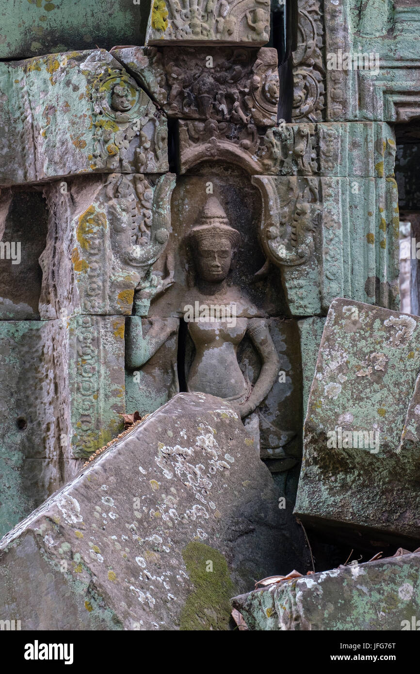 Apsara statue at the Ta Prohm temple, Siem Reap, Cambodia Stock Photo ...
