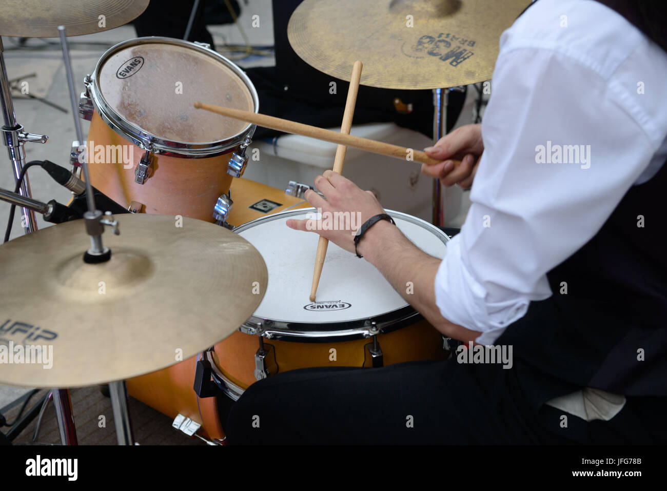 Rear view drummer playing drum hi-res stock photography and images - Alamy