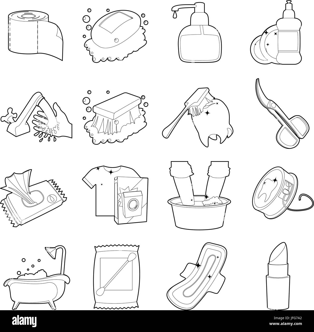 Hygiene cleaning icons set,outline style Stock Vector Image & Art - Alamy
