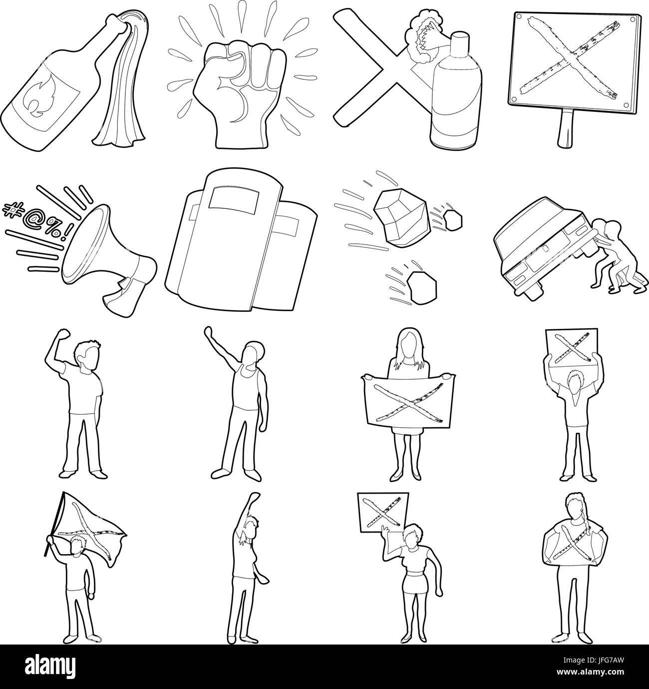 Protest items icons set, outline style Stock Vector Image & Art - Alamy