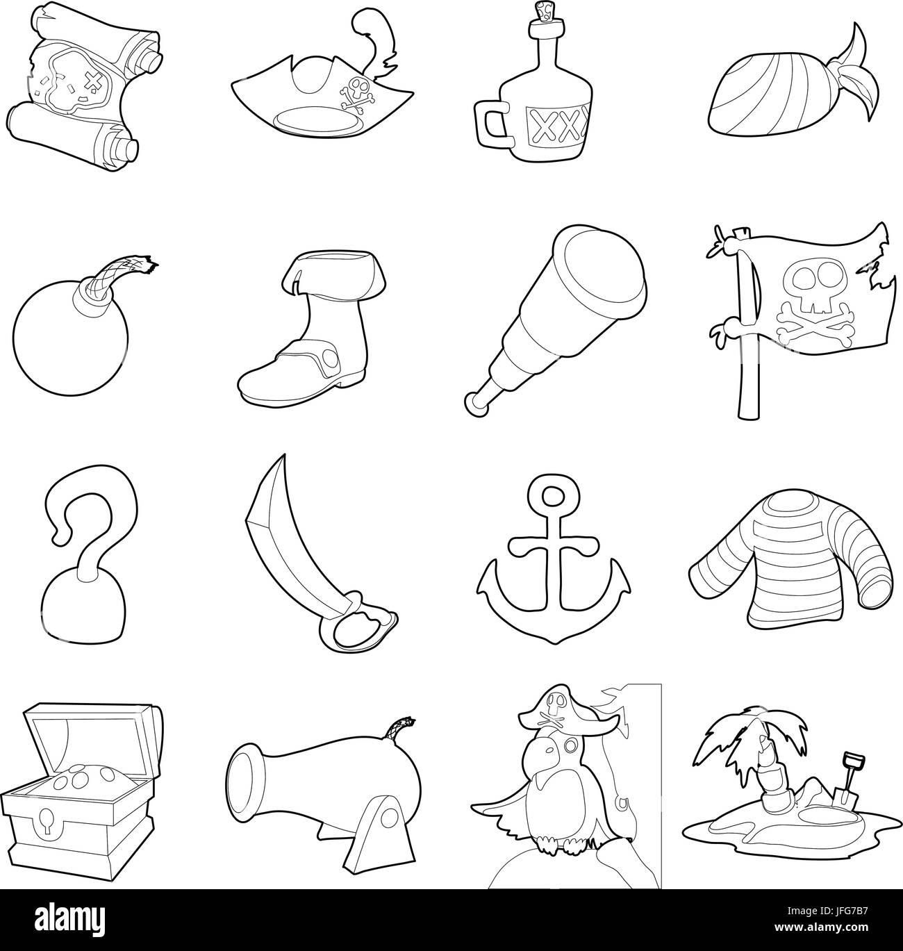Pirate culture symbols icons set, outline style Stock Vector Image ...