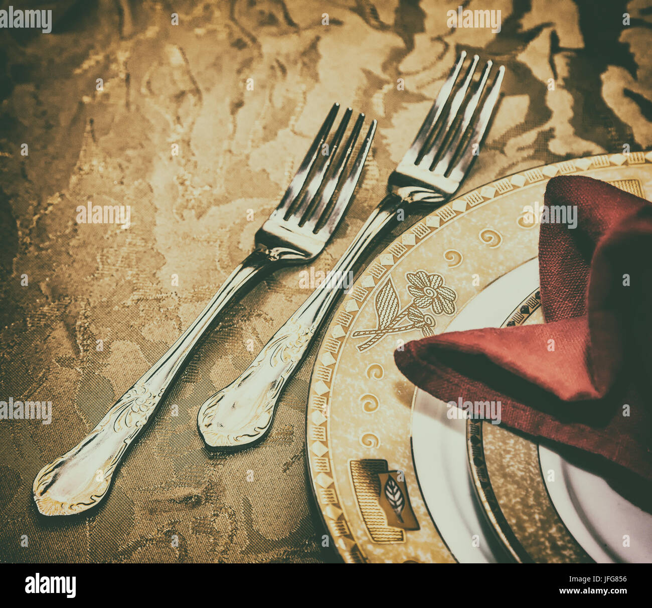 Fork, plate, fragment Stock Photo - Alamy