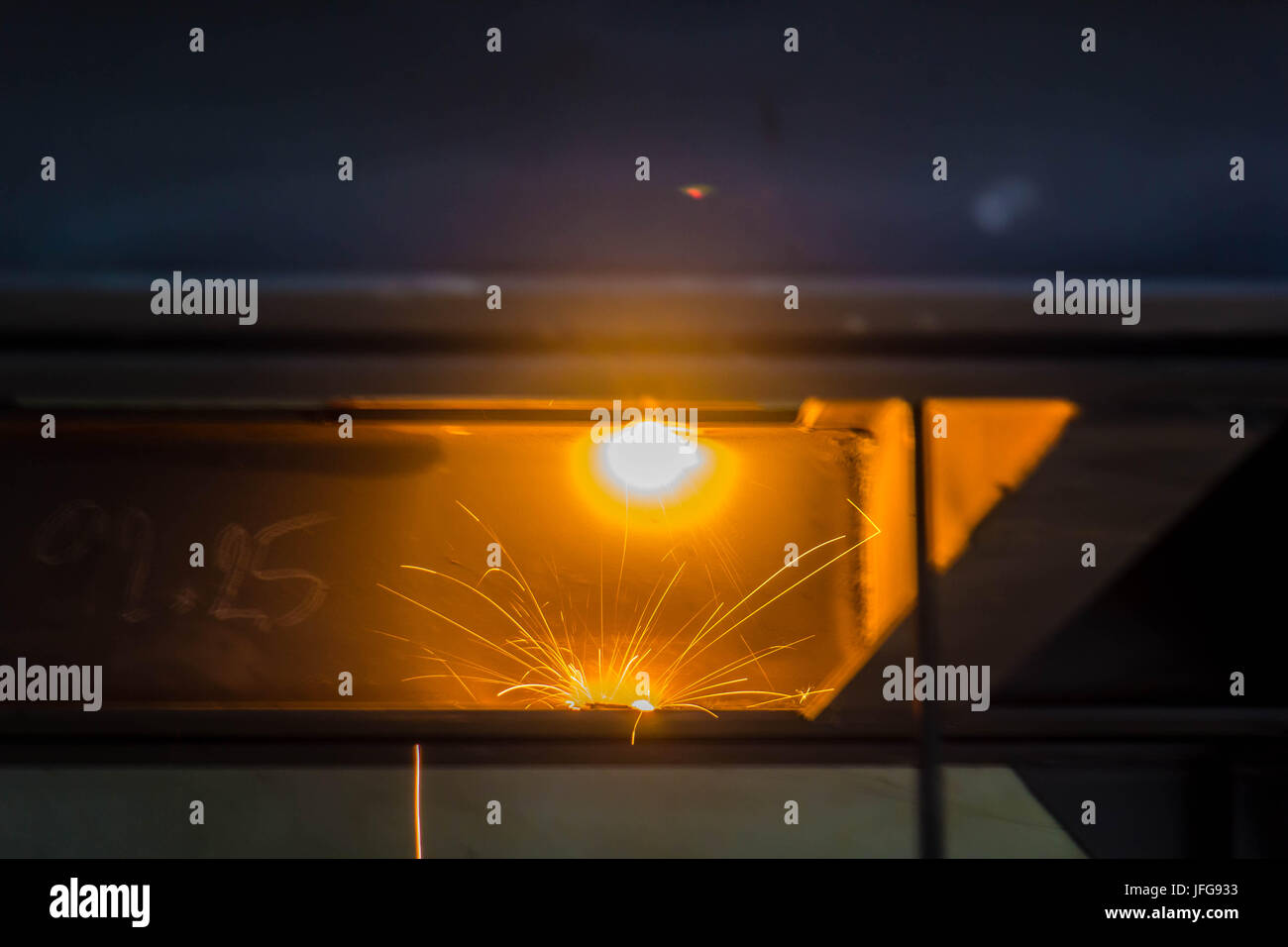 close up cutting old steel or welding with fire from gas without ...