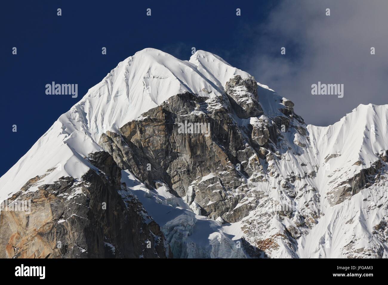 Glacier covered peak of mount Lobuche East Stock Photo - Alamy