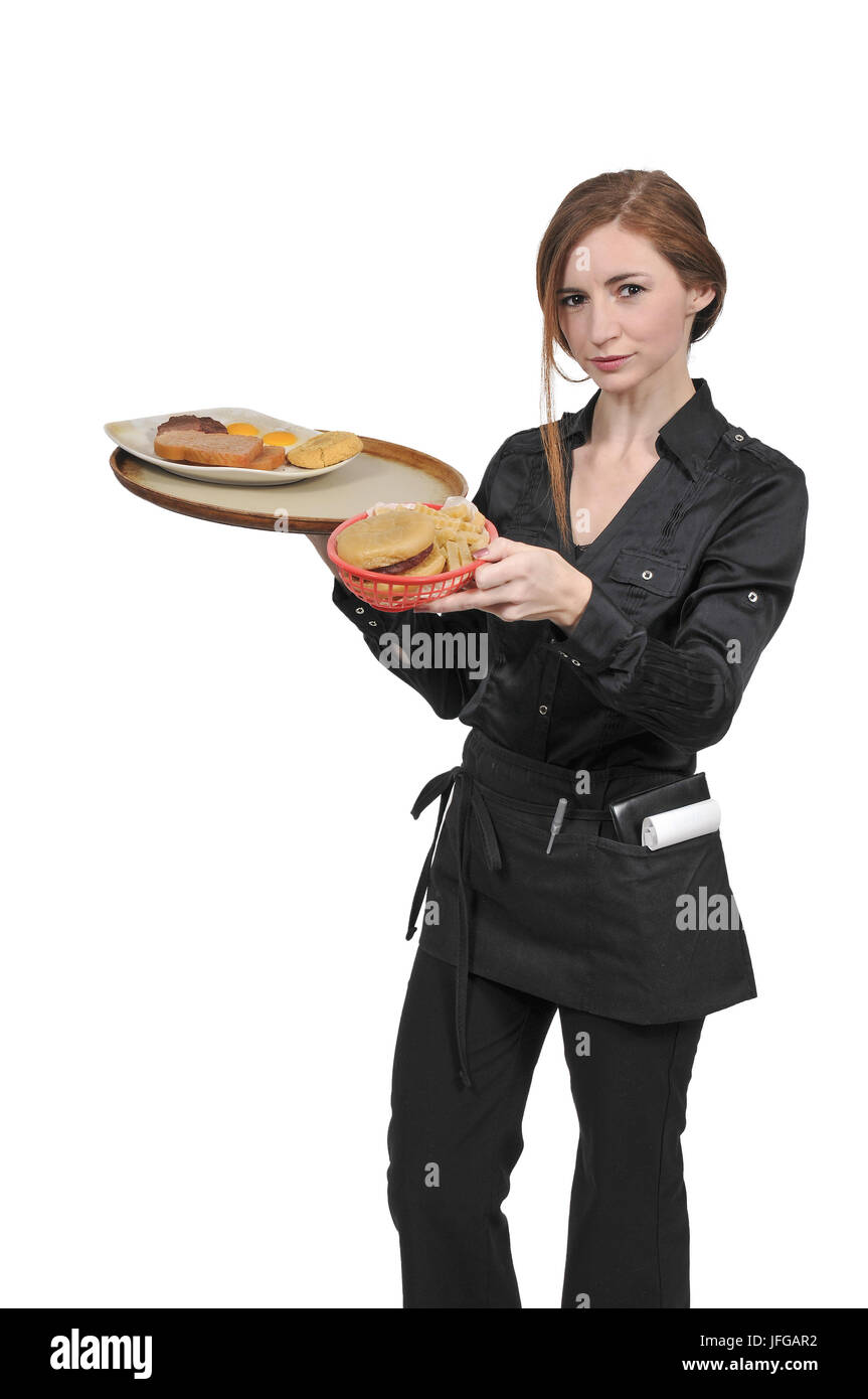 Woman Server Or Waitress Stock Photo Alamy