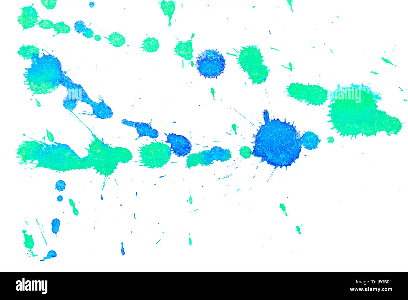 Abstract two-color blue green ink splash. Ink blots. Elements of design ...