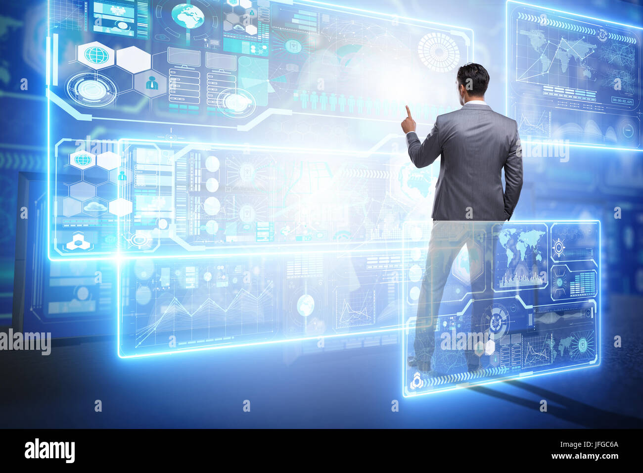 Businessman searching for big data Stock Photo - Alamy