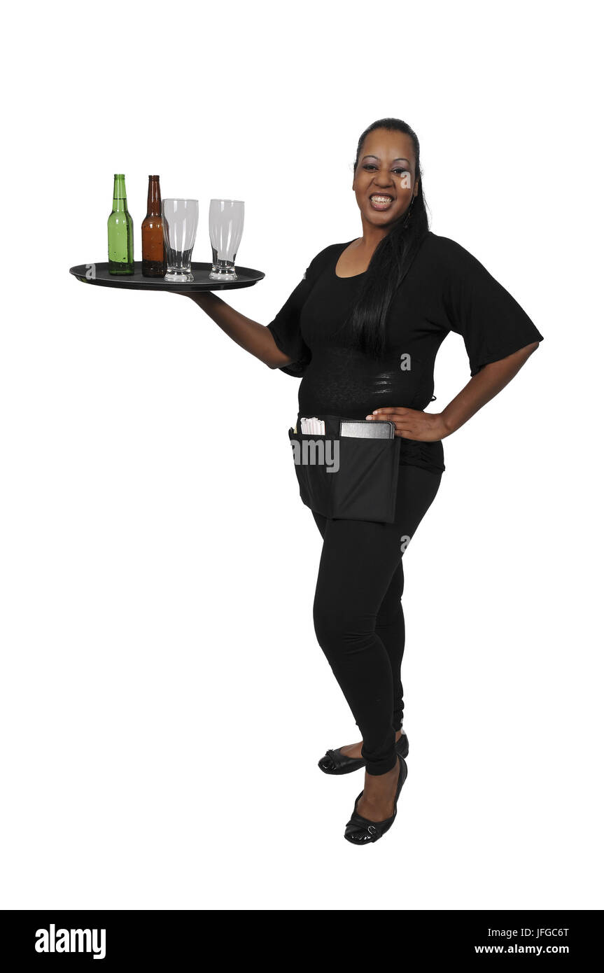 Woman server or waitress Stock Photo - Alamy